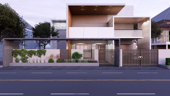 Create 3d front elevation and realistic architectural render by ...