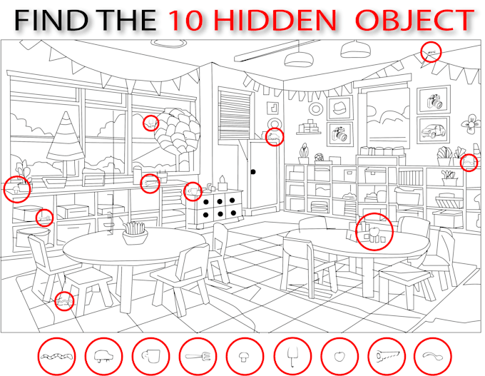 Design fun hidden object puzzles for kids by Graphics_mim | Fiverr