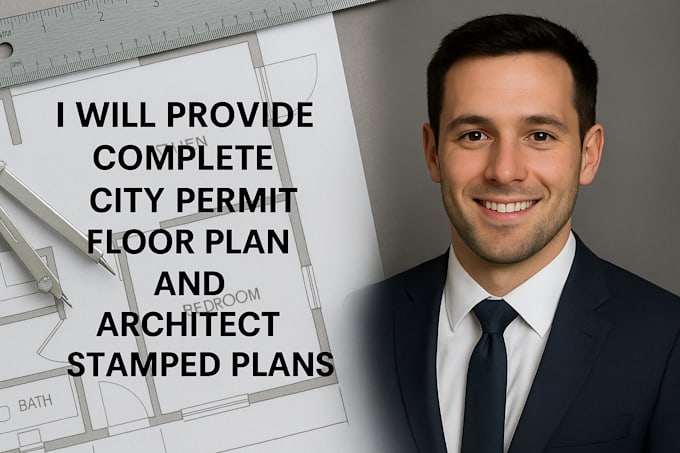 Provide complete city permit drawing floor plan and architect stamped ...