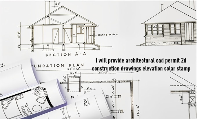 Provide architectural cad permit 2d construction drawings elevation solar stamp by Architec_john ...