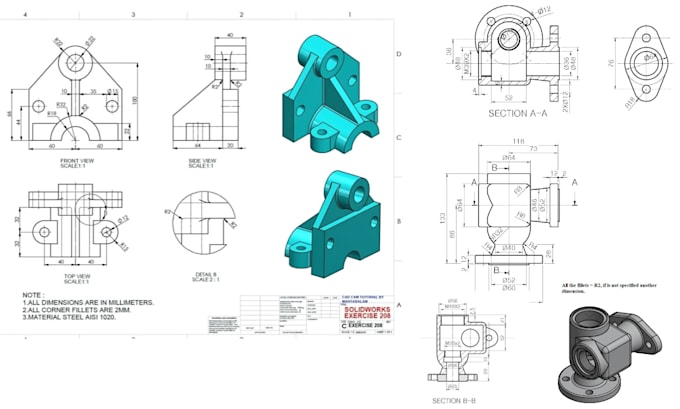 Design 3d sheet metal 2d technical drawing 3d cad model patent drawing ...