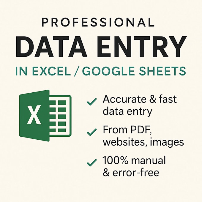 Do accurate data entry in excel or google sheets by Alex_rigo | Fiverr