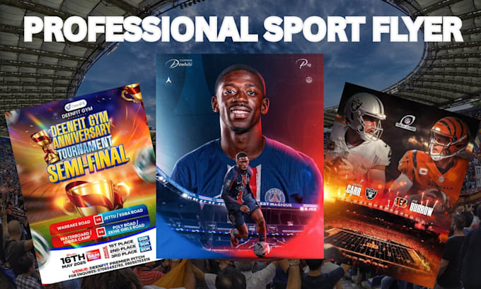 Design pro sport flyer for football, nhl, wwe, golf, rugby baseball ...
