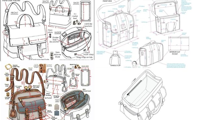 Design wallet tech pack purse tech pack flat sketches fashion tech pack ...