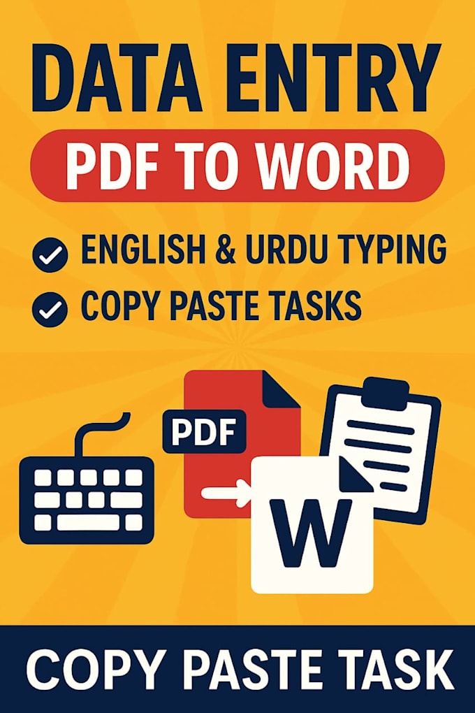 Do data entry, pdf to word, english urdu typing and copy paste tasks by Ranjhaecp | Fiverr