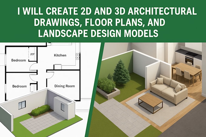 Create 2d 3d architectural drawings floor plans exterior landscape design models by Happiness_d1 ...