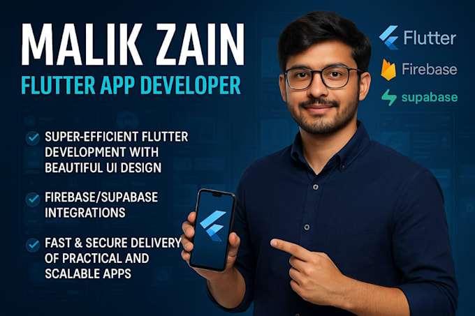 Develop custom flutter mobile app for android and ios by Malikzainse | Fiverr