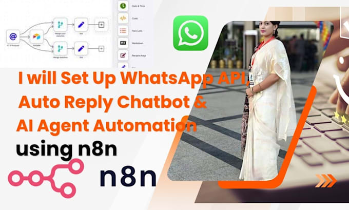 Set up whatsapp api, chatbot, ai agent automation using n8n or bsp or ...