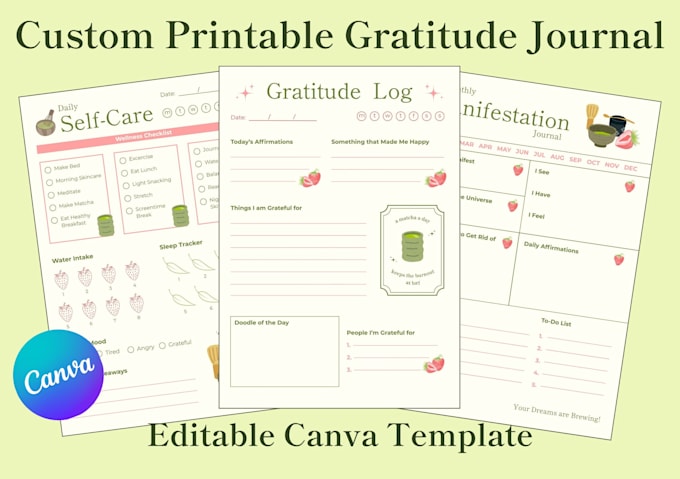Deliver a custom gratitude journal editable in canva by Paestrie | Fiverr
