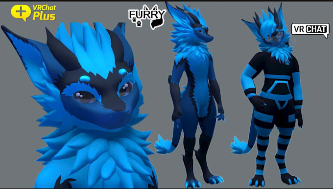Create a custom furry 3d avatar for vrchat, vtuber avatar, anime avatar ...