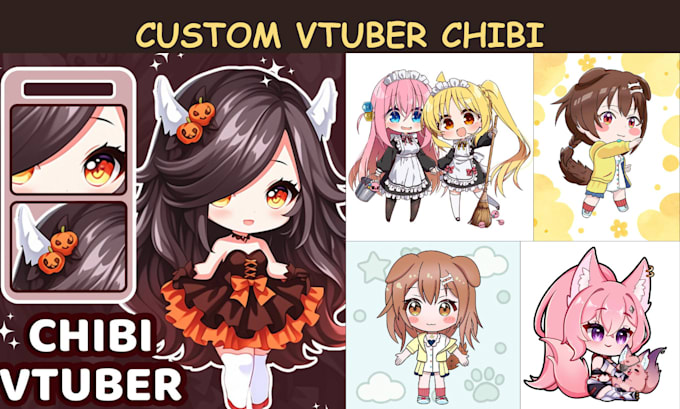 Draw cute chibi vtuber art chibi emotes anime vtuber stickers and ...