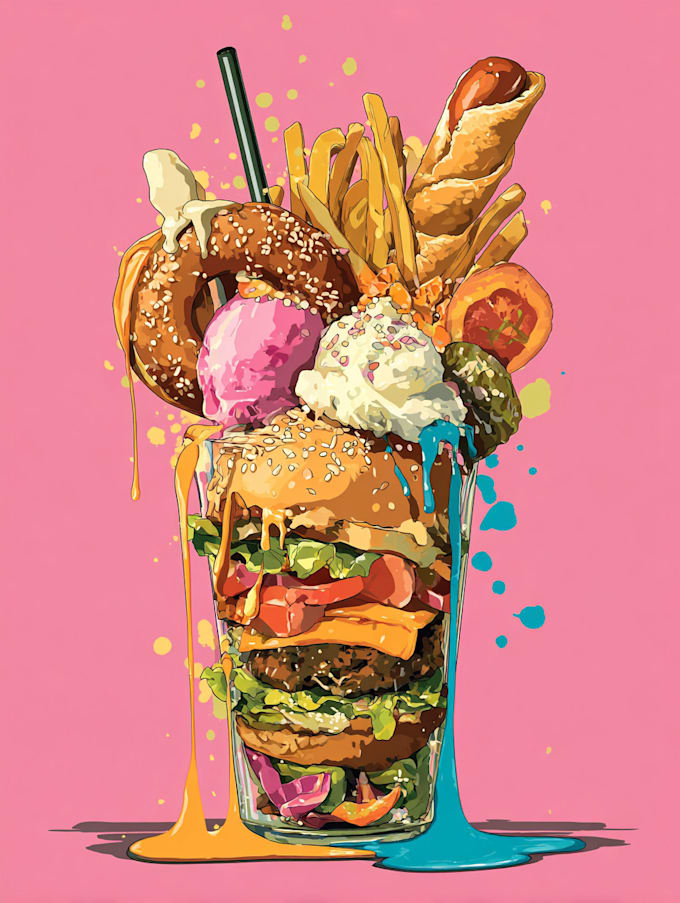 Design food pop art of your food pop art by Andresrush | Fiverr
