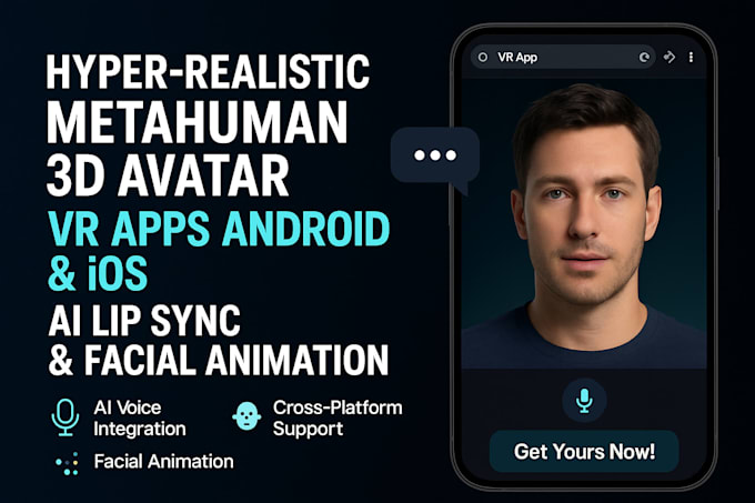 Create realistic metahuman avatars with ai lip sync for vr apps on android, ios by Precious_hub3 ...