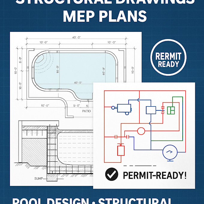 Create architectural pool plan, structural drawing mep and permit ...
