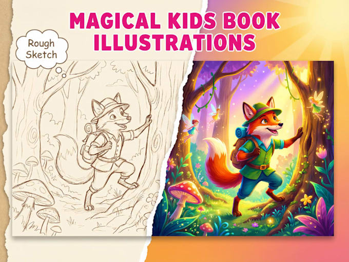 Create whimsical childrens storybook illustrations custom kids picture ...