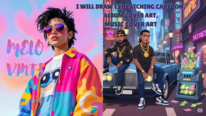 Draw eye catching cartoon album cover art, music cover art by ...