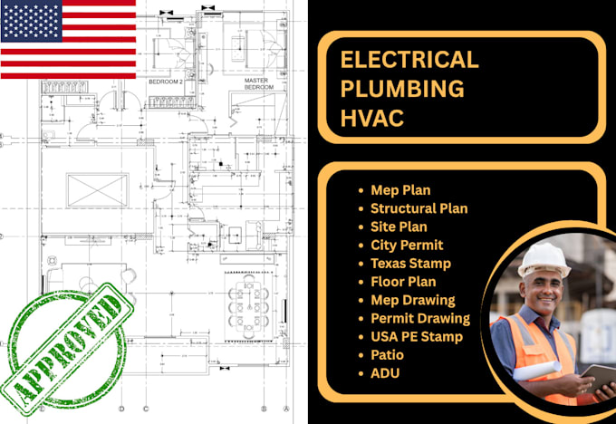 Draw stamp usa city mep electrical solar single line diagram permit ...