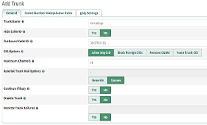 Install voip sip trunk in asterisk, freepbx, fusionpbx, freeswitch, 3cx ...
