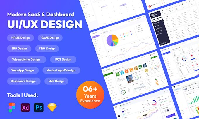 Design ui ux for saas, erp, hrm, crm, lms fintech and medical apps in ...