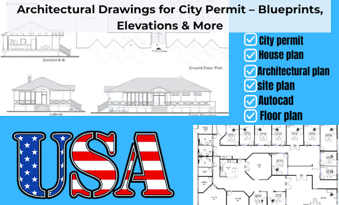Architectural drawings for city permit blueprints, elevations and many ...