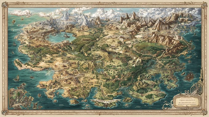 Design fantasy map illustration isometric map by Kaliphiaphe | Fiverr