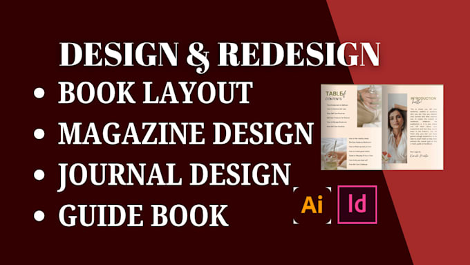 Design redesign book layout ebook magazine brochure guide book on adobe ...