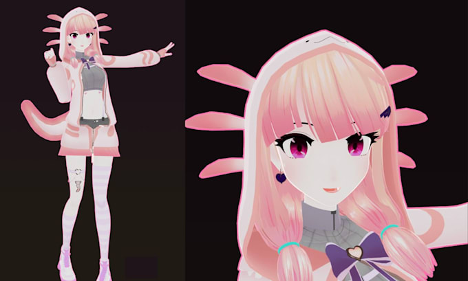Do a custom anime 3d vtuber model live 2d vtuber for vseeface, vrchat ...
