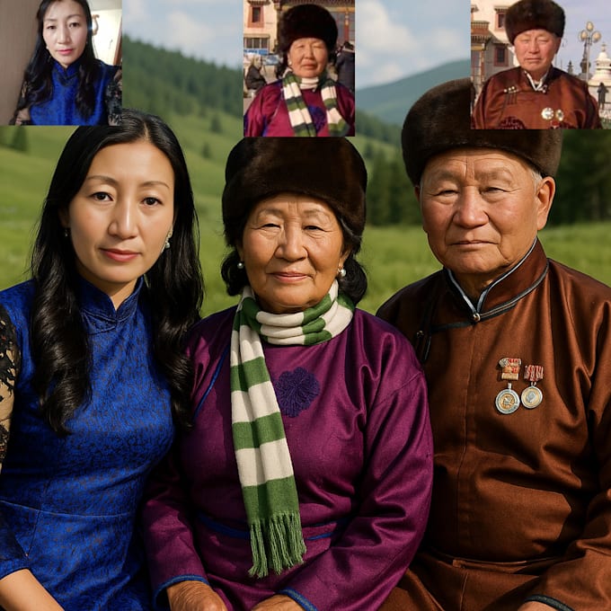 Create a realistic family photo by combining multiple images by Nyamka ...