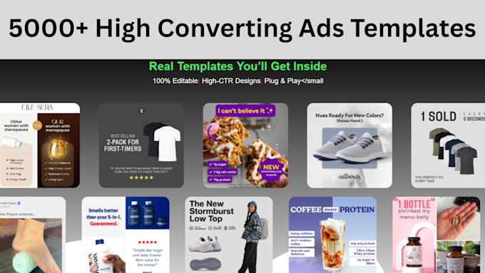 Provide 3000 highly converting static ad templates ready to use canva ...