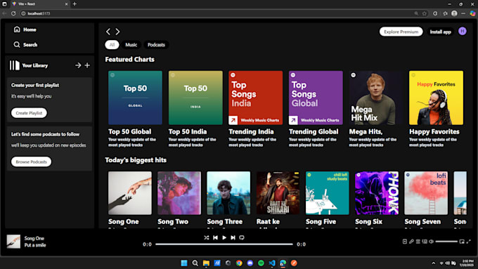 Create a stunning music app ui like spotify using react and tailwind ...