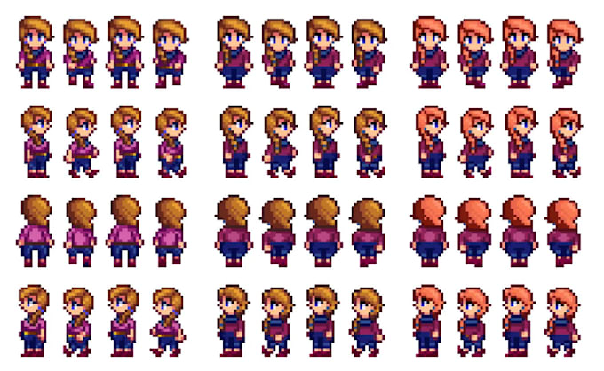 Do character walking cycles,pixel art, rpg maker mv mz sprites sv ...