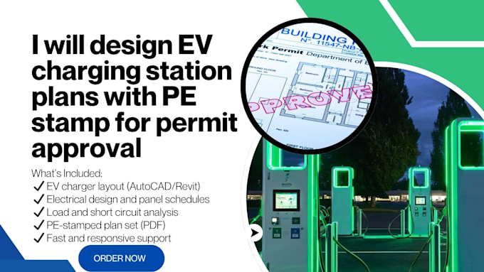 Design ev charger station plans with pe stamp for permits by Engr ...