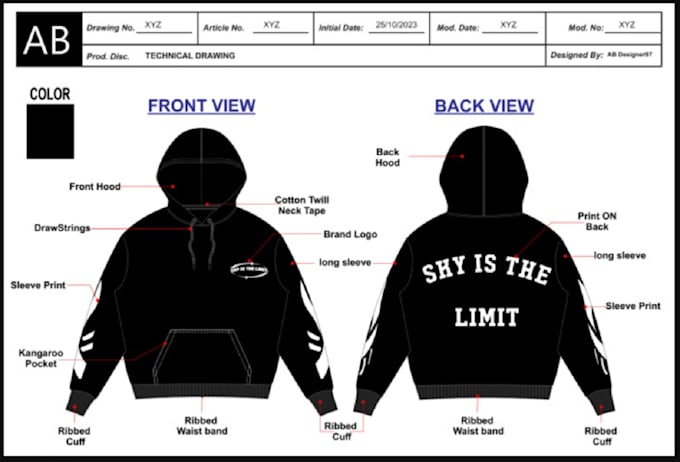 Create fashion clothing tech pack, and apparel design, cloth design ...