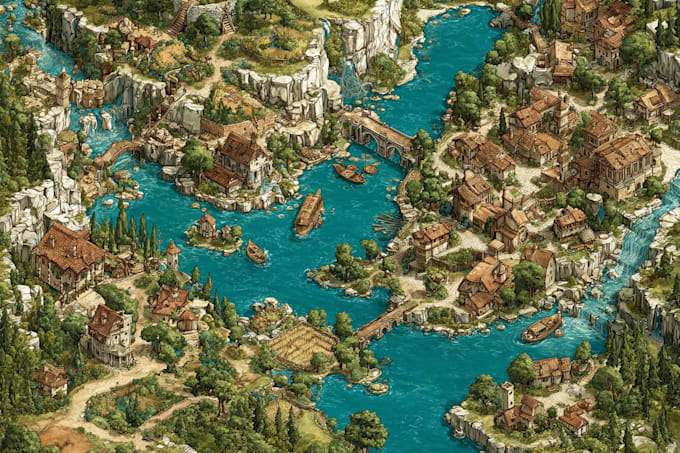 Create your fantasy map illustration by Hernanvalos_ | Fiverr