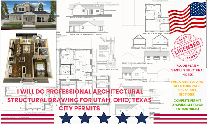 Do civil, structural, architectural, pe stamp, permit drawing for fl ...