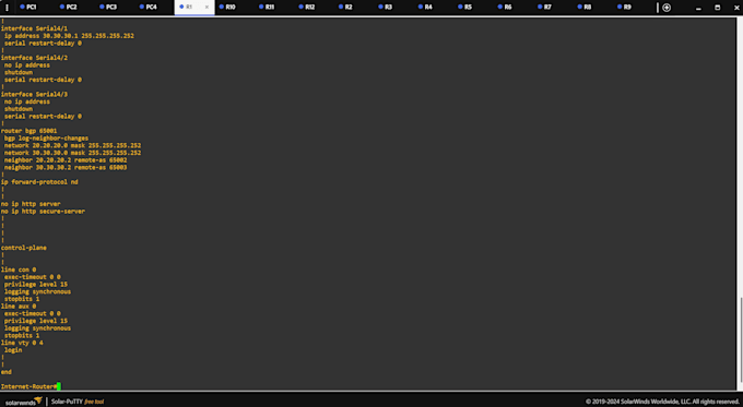 Configurar los labs de gns3