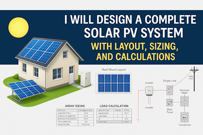 Solar panel layout, pv load calculation electrical wiring diagram design by Engrmichael_sm | Fiverr