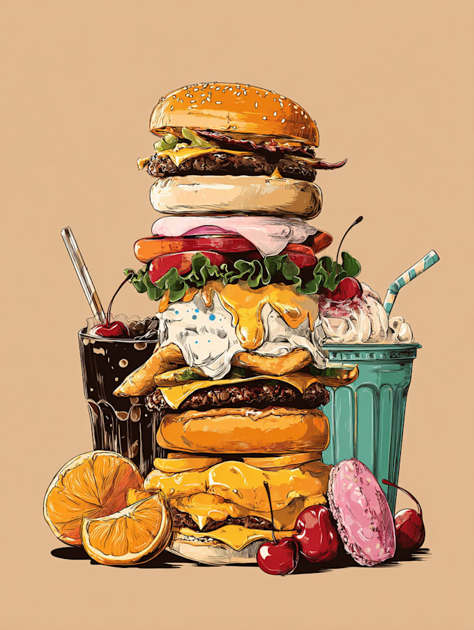 Design food pop art of your food by Daynemooney | Fiverr