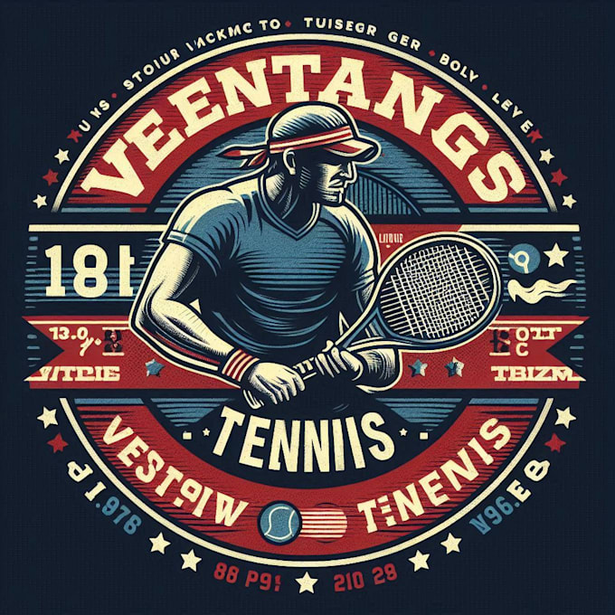 Design high quality vintage custom tennis logo with t shirt design by ...