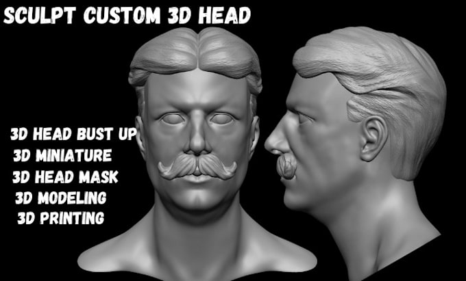Sculpt 3d head model head sculpt head bust 3d face stl files for 3d ...