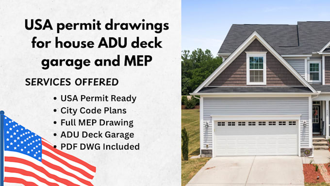 Create usa permit drawings for house, adu, deck, garage and mep by Ener ...