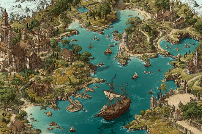 Make fantasy map illustration for dnd, novels by Evequick | Fiverr