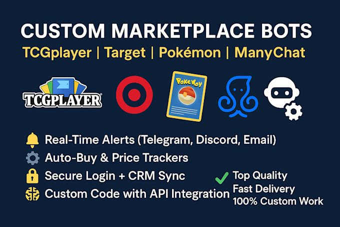 Develop tcgplayer target pokémon card automation bots marketplace bot by Amirnurislam | Fiverr