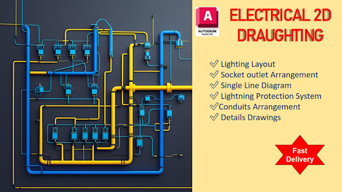 Create professional electrical 2d drawings in autocad by Biya1992 | Fiverr