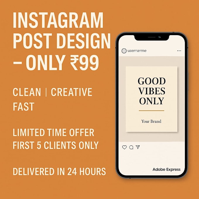 Design 1 professional instagram post using adobe express for just 99rs ...