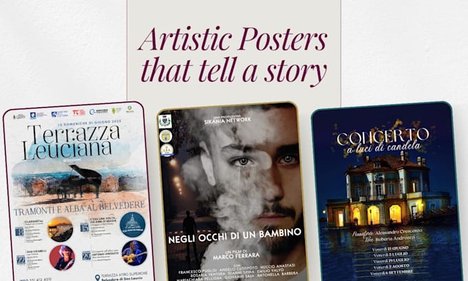 Design artistic posters that tell a story by Soniaspina | Fiverr