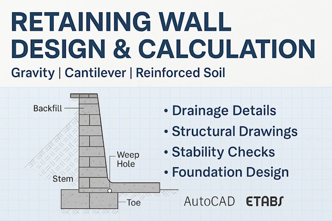 Do retaining wall design and structural calculations by Engr_ben3 | Fiverr