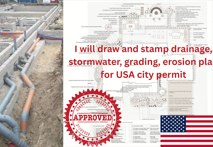 Draw and stamp drainage, stormwater, grading, erosion plan for usa city ...