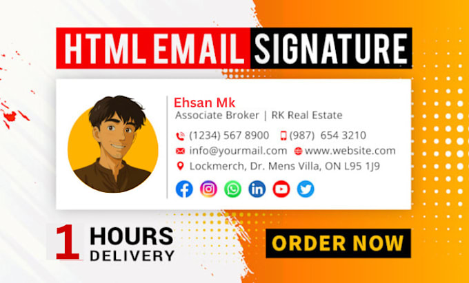 Make your clickable html email signature for gmail signature outlook signature by Ehsan_mk1 | Fiverr