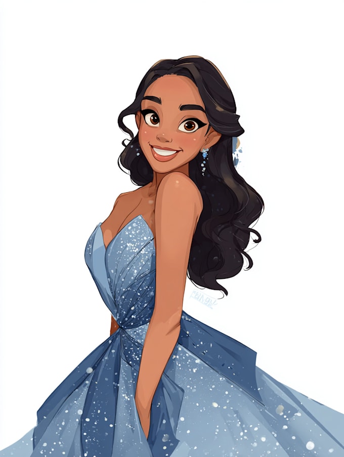 Draw disney style cartoon portrait by Caileydexter | Fiverr